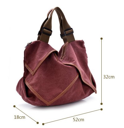 Canvas Sling Purses Large Shoulder Bags for Women with Multi Pockets for Hiking Picnic Travel Handbag (Retro Red)