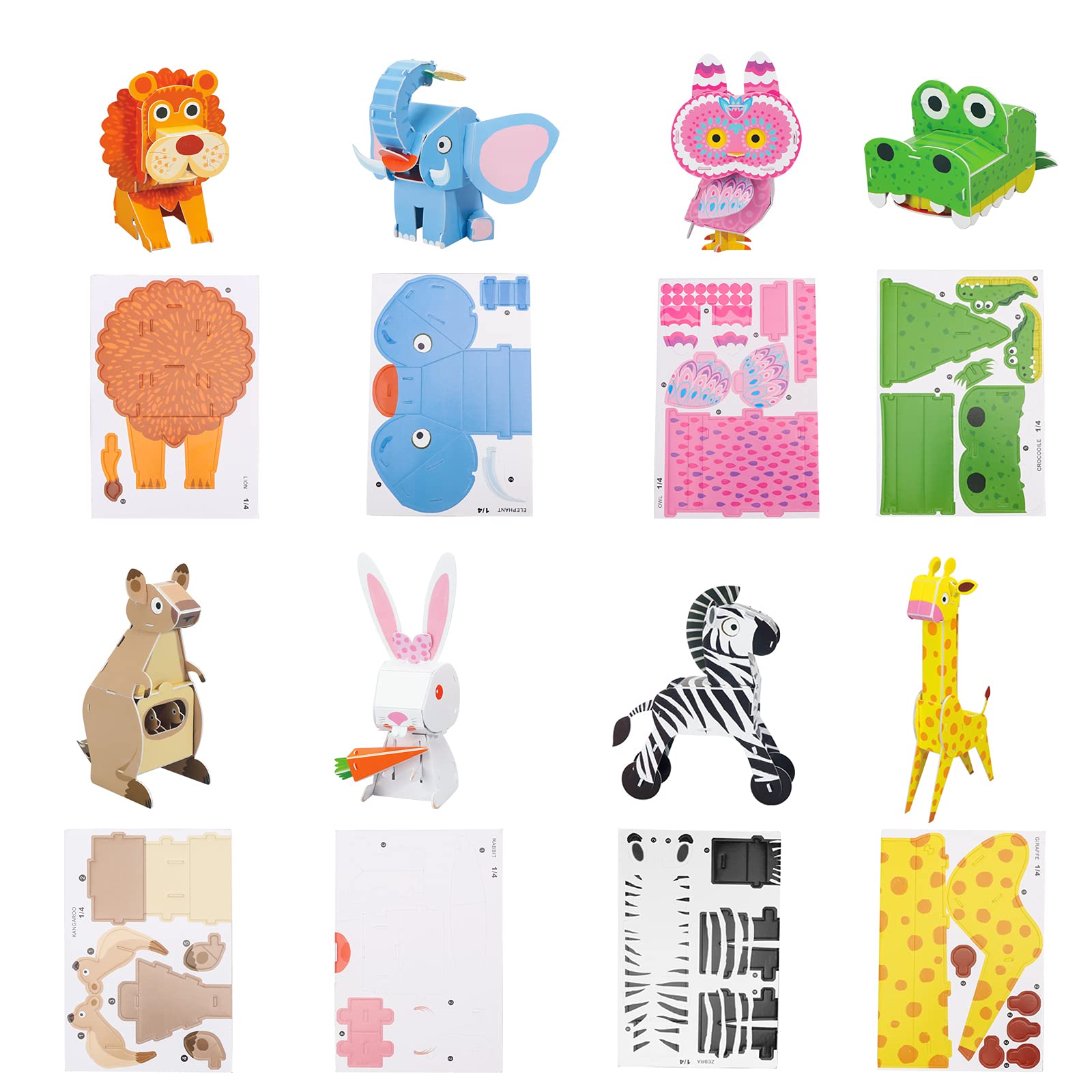 COGO MAN Animals Kids Arts and Crafts Welcome to The Zoo 8 Animals 3D Foam Puzzles Crafts for Kids Age 6 7 8 and Up