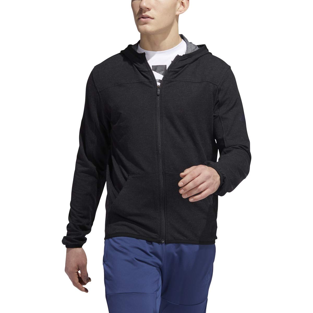 adidas mens City Studio Fleece Full-Zip Hoodie Black Medium