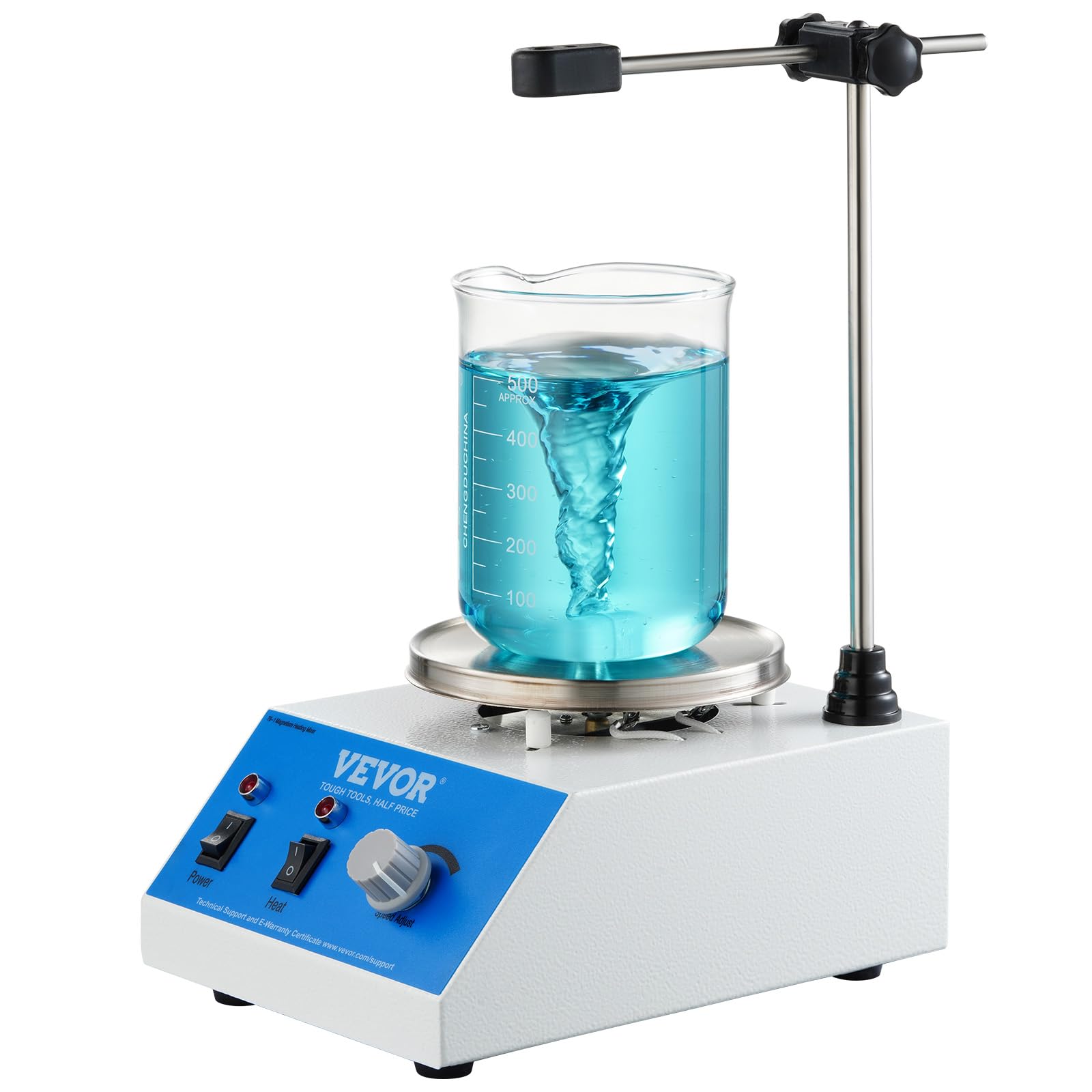 Happybuy Magnetic Stirrer 250W 158℉/70℃ Heating Hot Plate with Magnetic Stirrer 0-1600 RPM Adjustable 1000ML Lab Magnetic Stirrer Mixer with Stand Support, Stirring Bar