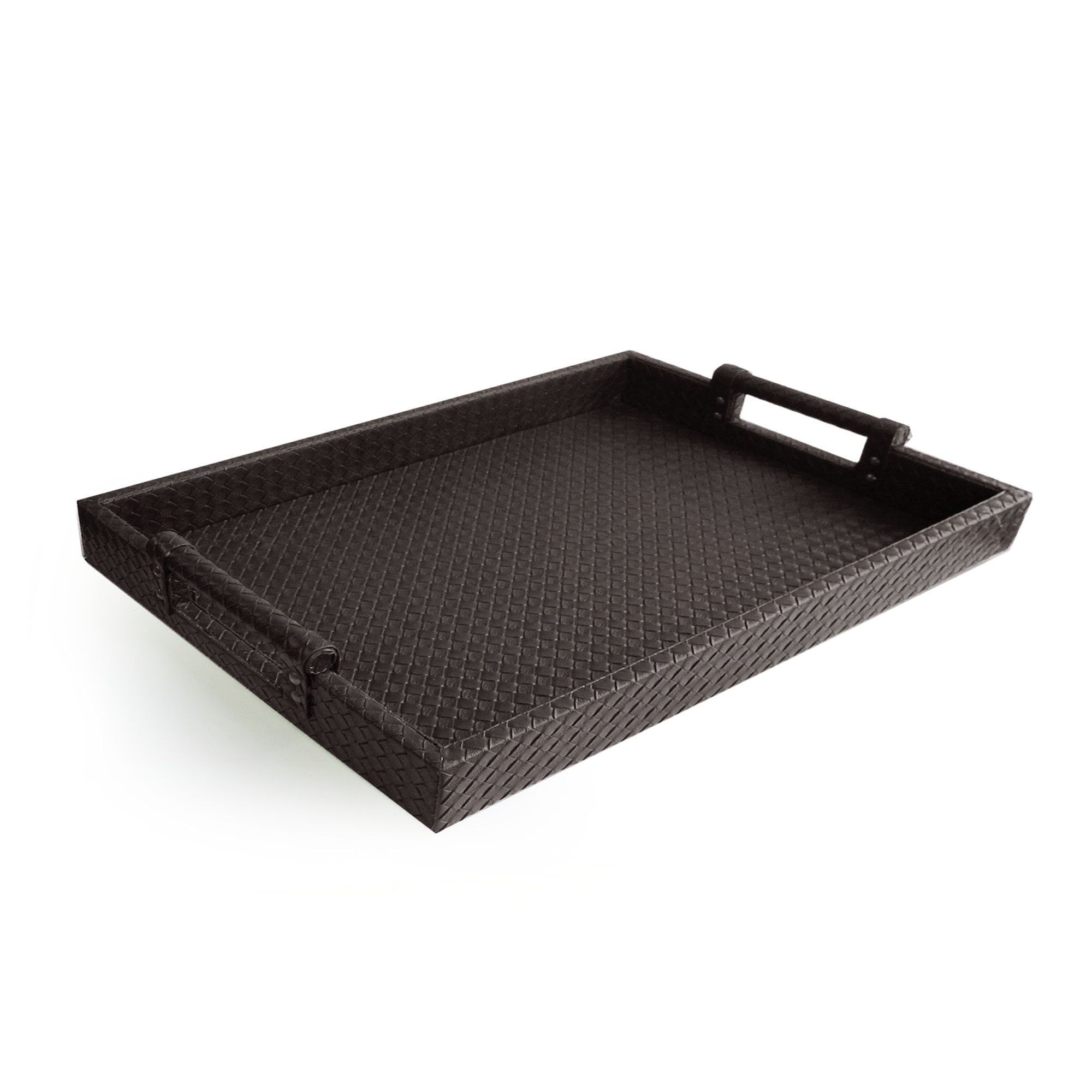 American Atelier Leather Serving Tray – Large 19x14 Decorative Platter w/Carry Handles for Food, Drinks, Ottoman or Centerpiece, Idea for Birthday, Holiday, Brown New