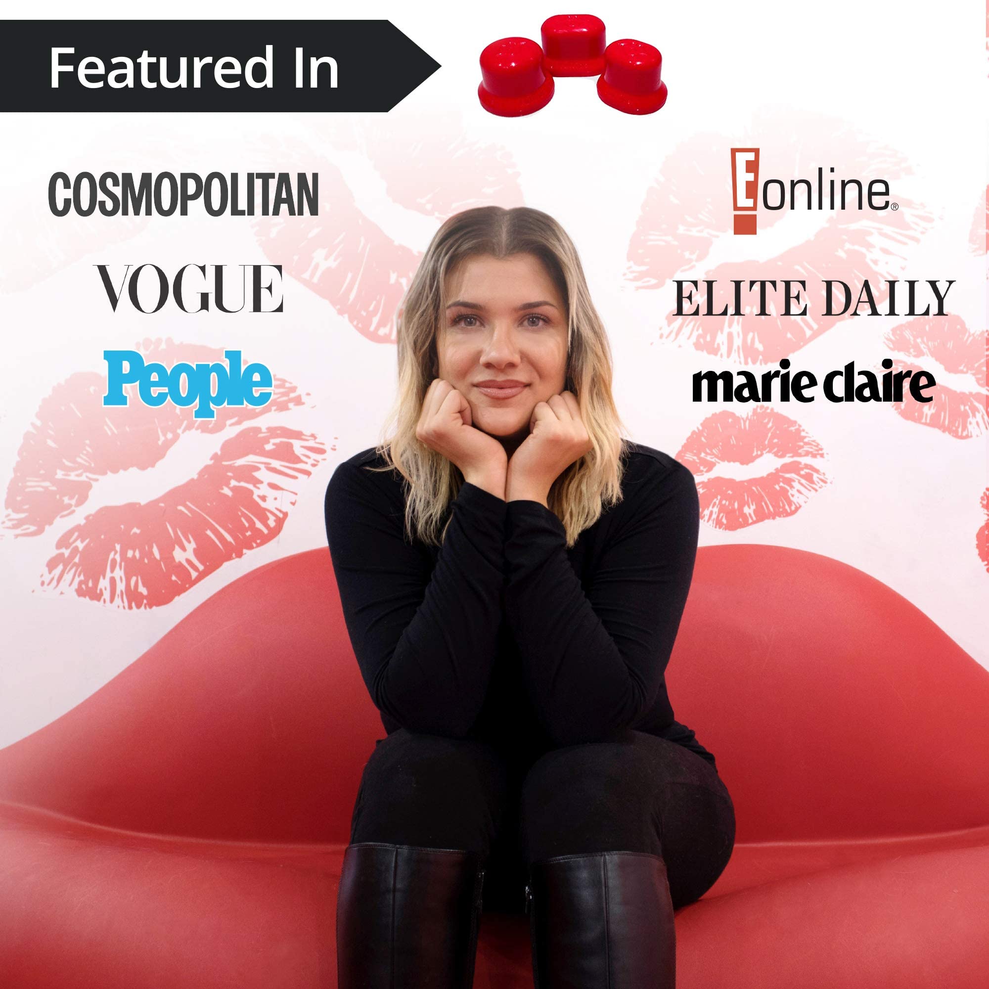 Fullips Lip Plumper Tool - Medium Oval with Bonus Large Round Enlarger - Self Suction Plumping Device For Fuller Lips - Plump in Seconds - Natural Instant Lip Enhancement Kit - Red Plastic Plumpers