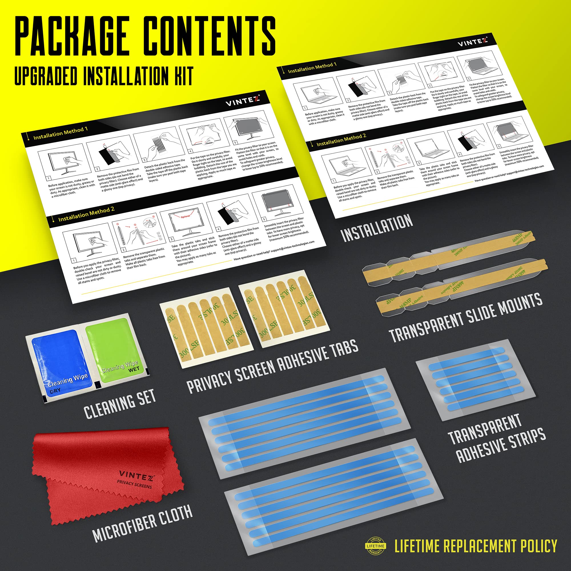 VINTEZ Privacy Screen Adhesive Tabs and Strips for Computer Monitors and Laptops - Replacement kit