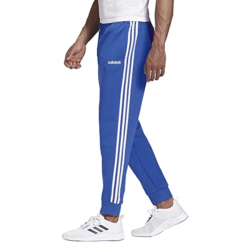 adidas mens Essentials 3-Stripes Tapered Cuffed Pants Team Royal Blue/White Large/Long