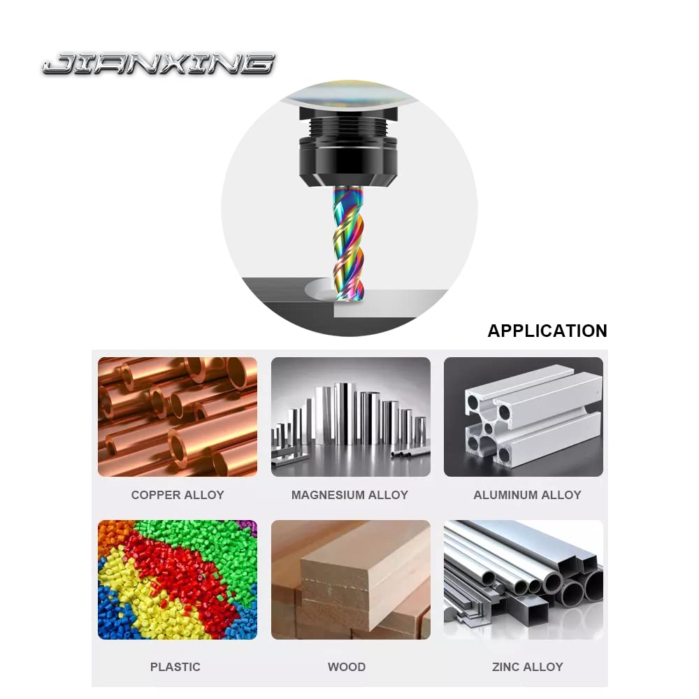 JIANXING 1/8" Extra Long Carbide Square End Mill for Aluminum, Copper Alloy, Plastic, 3" Overall Length End Mill Bits, 3 Flute HRC 55 Deg DLC Coating, CNC Router Bits (1 Pieces)