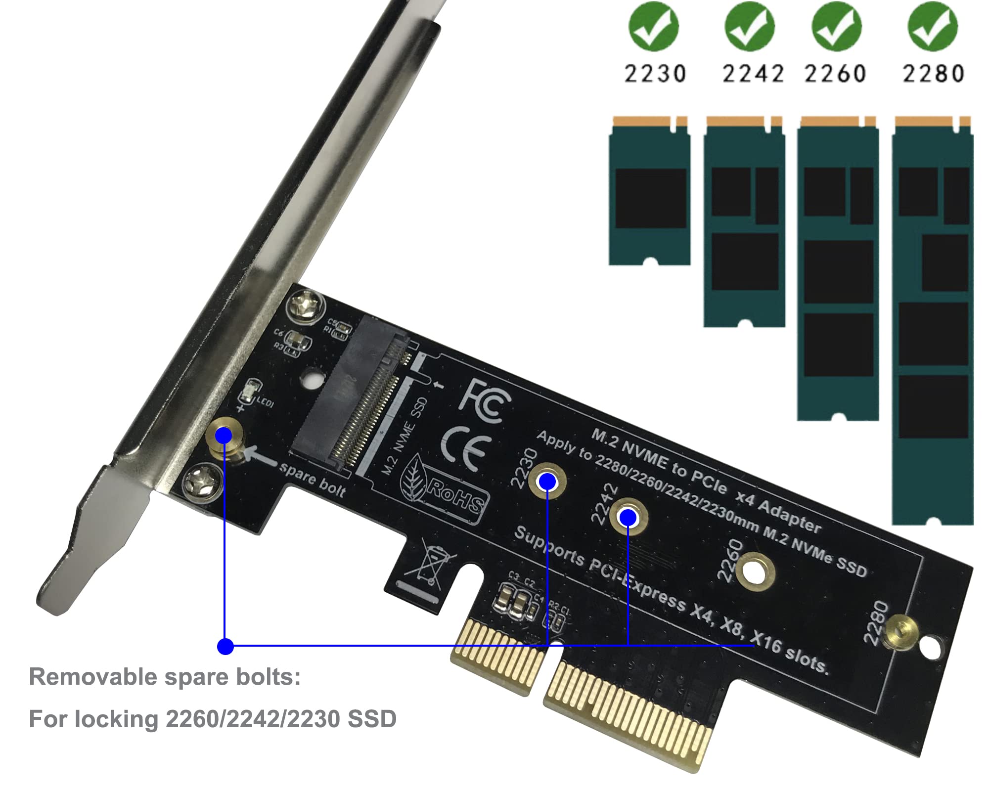 Bejavr M.2 NVME to PCIe 3.0/4.0 x4 Adapter, NVME/AHCI SSD to PCIe Expansion Card with Aluminum Heatsink Solution, Supports PCI-Express X4 X8 X16 Slots
