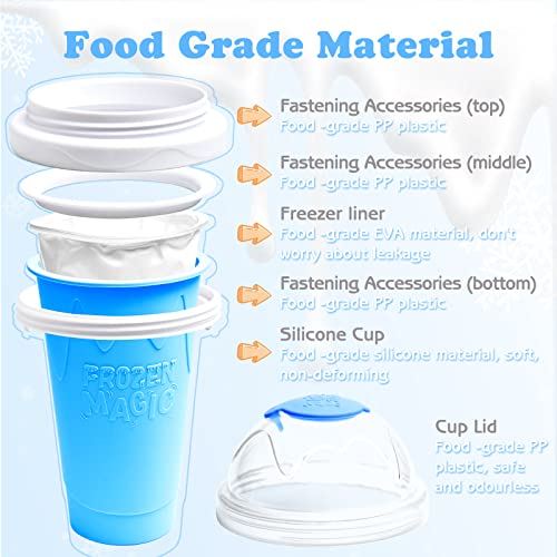 KTEBO Frozen Magic Slushy Cup, Smoothie Cups with Lids and Straws, Slushie Maker Cup is Cool Stuff Things, Fasting Cooling Make Milkshake smoothie Freeze Beer - TIKT0K Trend Items Cool Gadgets-Blue