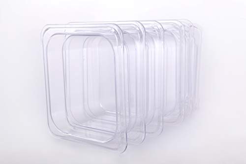 Hakka 1/6 Size Polycarbonate Food Pans,2.5"Deep Clear Steel Steam Table Pans Commercial Gastronorm Catering Food Containers for Restaurant, Hotel, Buffet,Party - Pack of 6
