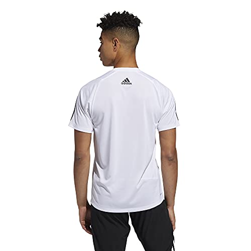 adidas mens Floral 3 Bar Tee White Large