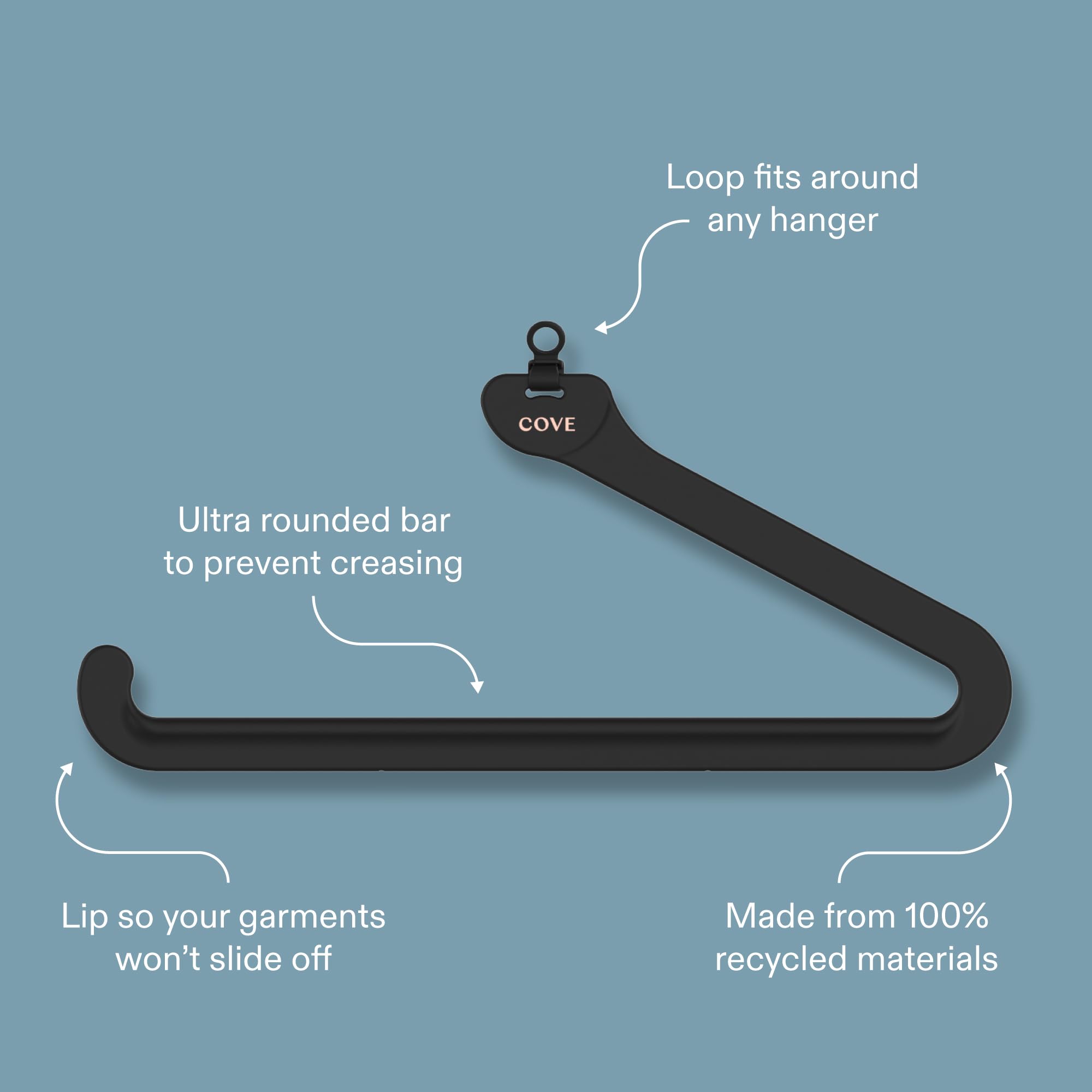 Hangers for Long Garments by Cove (5-Pack) | Space Saving Clothes Hangers for Long Dresses, Jumpers, Blankets & Closet Organization | Perfect for Travel | Made from 100% Recycled Materials