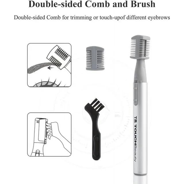 Touch Beauty Electric Facial Hair Trimmer Pen (Grey), with Eyebrow Touch-Up Set & Microblade