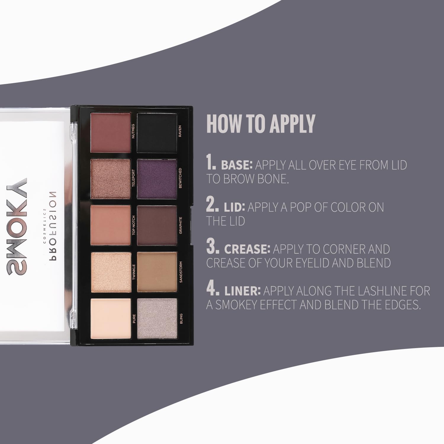 Profusion Cosmetics 10 Shade Eyeshadow Palette - High Pigmented Multi-Finish Colors, Vegan & Cruelty-Free, Create Stunning Looks On-the-Go - Travel-Friendly & Versatile Makeup, Smoky