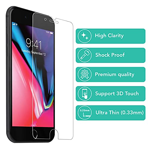 iSOUL [4 Pack] Screen Protector for iPhone SE 3/2 (2022/2020)/ 8/7/6s/6 Tempered Glass Film 9H HD, 2.5D Edge 4.7 inch [3D Touch] [Compatible with Apple SE iPhone 2nd 3rd Gen]