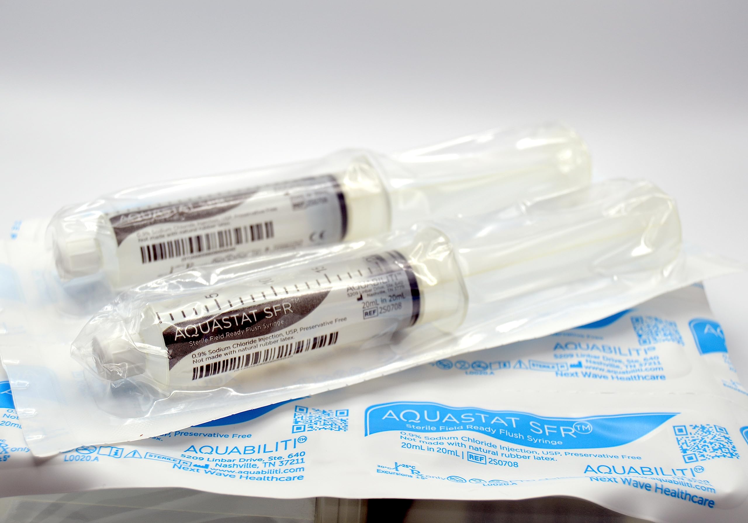 Aquabiliti Aquastat Prefilled Flush Syringe with 0.9% USP Sodium Chloride (Normal Saline)- Sterile Field Ready (80, 20 ml in 20ml) (Luer Lock)