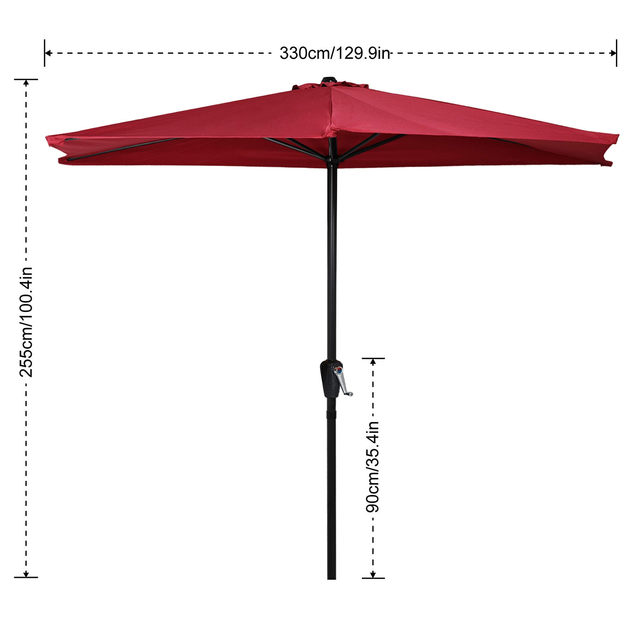 ABCCANOPY Patio Umbrella 11FT - Outdoor Half Umbrellas for Patio, Backyard, Garden, Deck (Burgundy)