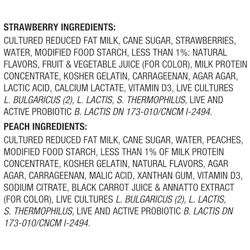 ACTIVIA Probiotic Lowfat Yogurt, Variety Pack, Peach & Strawberry, Non-GMO Project Verified, 4 Oz, Pack of 12