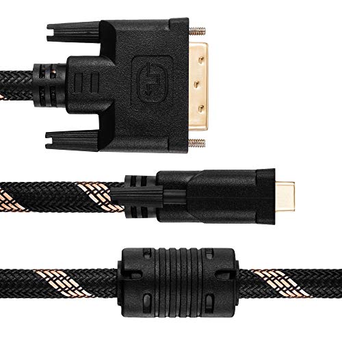 Dvi To Dvi Cable 40Ft,Nylon Braided DVI-D 24+1 Dual Link Male to Male Digital Video Cable Gold Plated with Ferrite Core Support 2560x1600 for Gaming, DVD, Laptop, HDTV and Projector (40 Ft/12M)