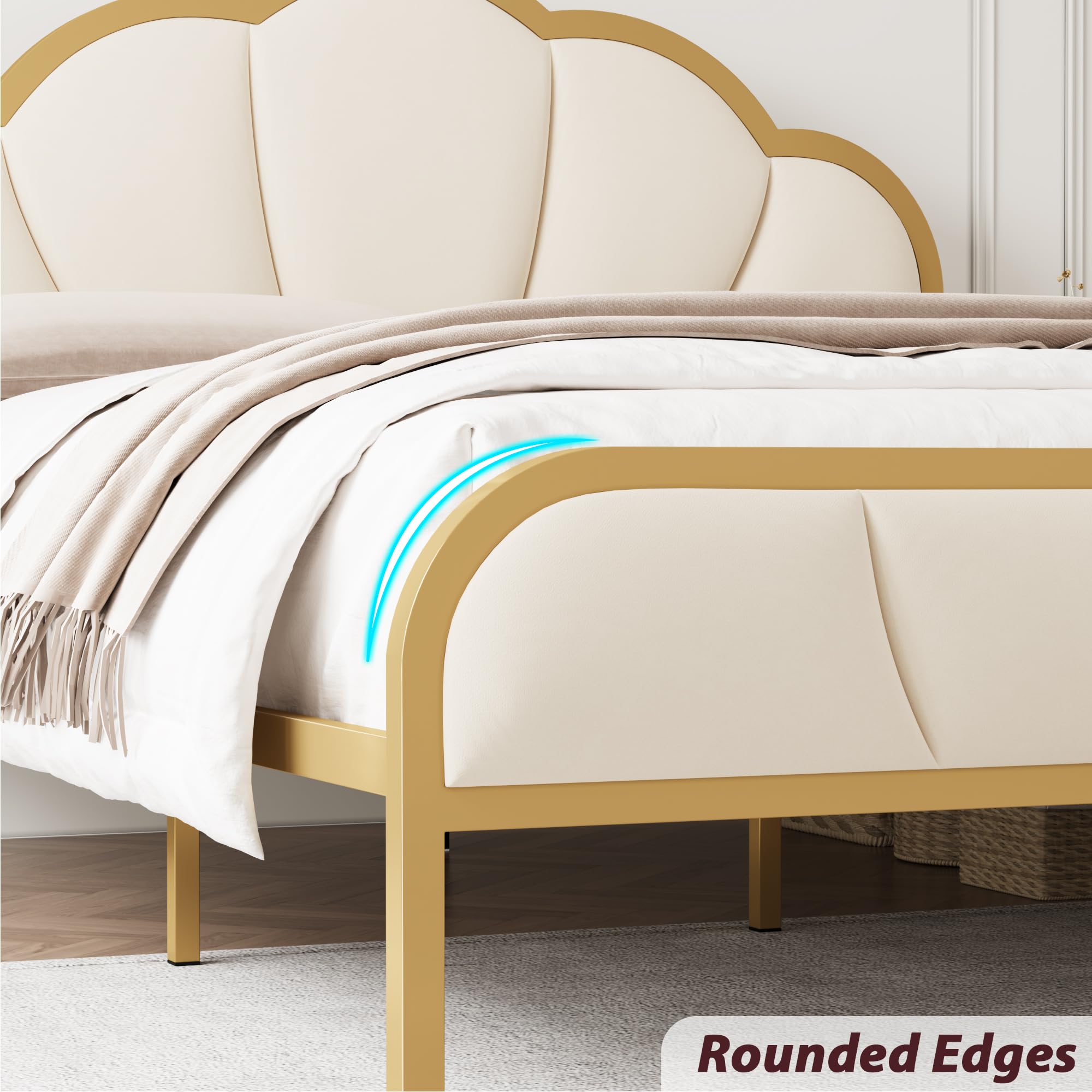 BOTLOG Full Bed Frame with Headboard, Platform Bed Frame Full Size with Wooden Slats Support, Easy Assembly, Noise-Free, No Box Spring Needed (Full)