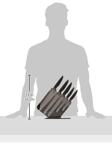 Tower Kitchen Stainless Steel Blades and Acrylic Stand, 5-Piece Knife Set, Black Damascus Effect