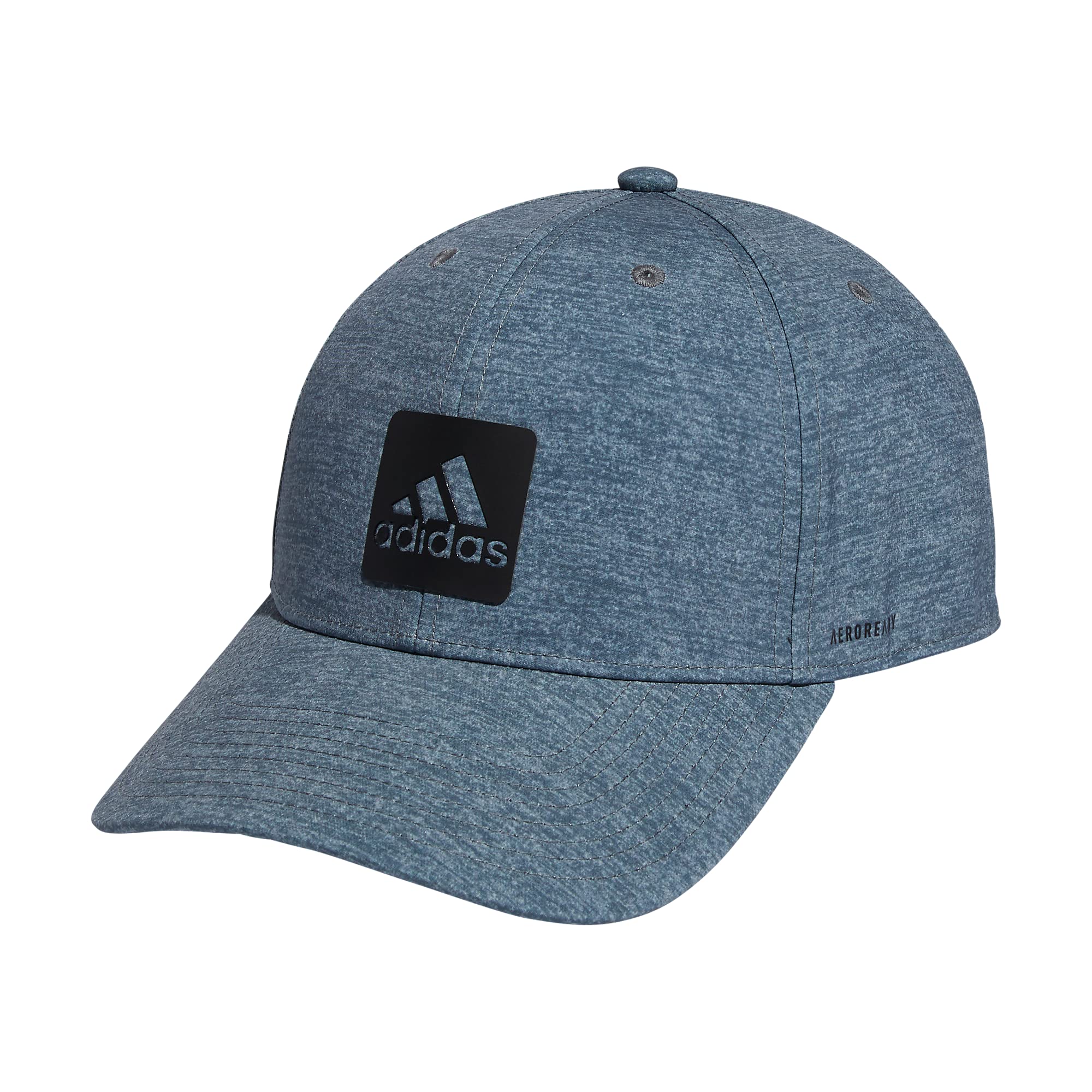 adidas Men's Heathered Structured Stretch Fit Hat, Jersey Black/White/Black, Large-X-Large