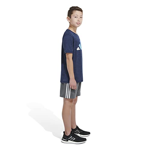 adidas Boys' Big Moisture-Wicking Athletic T BoS Logo Short-Sleeve Tee Shirts, Collegiate Navy Heather, M(10/12)