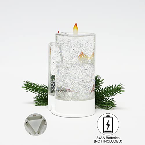 Christmas Tabletop Decor, Snow Globe Water Spinning LED Lighted Candles, Battery Operated (not Included) (6.8" H x 4.8" W x 4.8" D) by Moments in Time