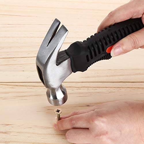 LISHINE 8 Oz Stubby Claw Hammer, 4 Pack Small Claw Hammer with Mini Handle, Nail Hammer Tools, Small Hammer for Household Work and Outdoor Camping
