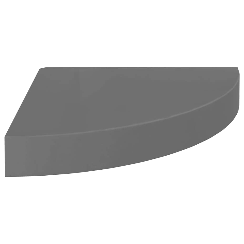 homiuse Floating Corner Shelves 2 pcs High Gloss Gray 9.8"x9.8"x1.5" MDF Shelves for Wall Decor Small Wood Shelf for Bedroom Living Room Laundry Room Bookshelf Wall Hanging Shelves Lack Shelf