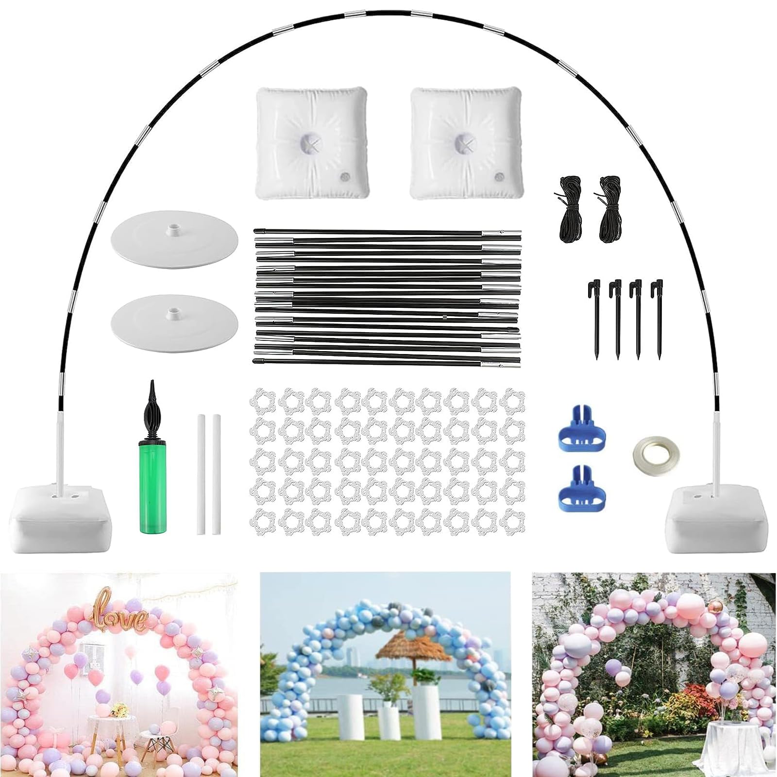Balloon Arch Kit, 10Ft Width & 9Ft Height Adjustable Balloon Arch Stand For Wedding Baby Shower Birthday Party Full-month Baby Banquet Graduation Housewarming Christmas Decoration Supplies