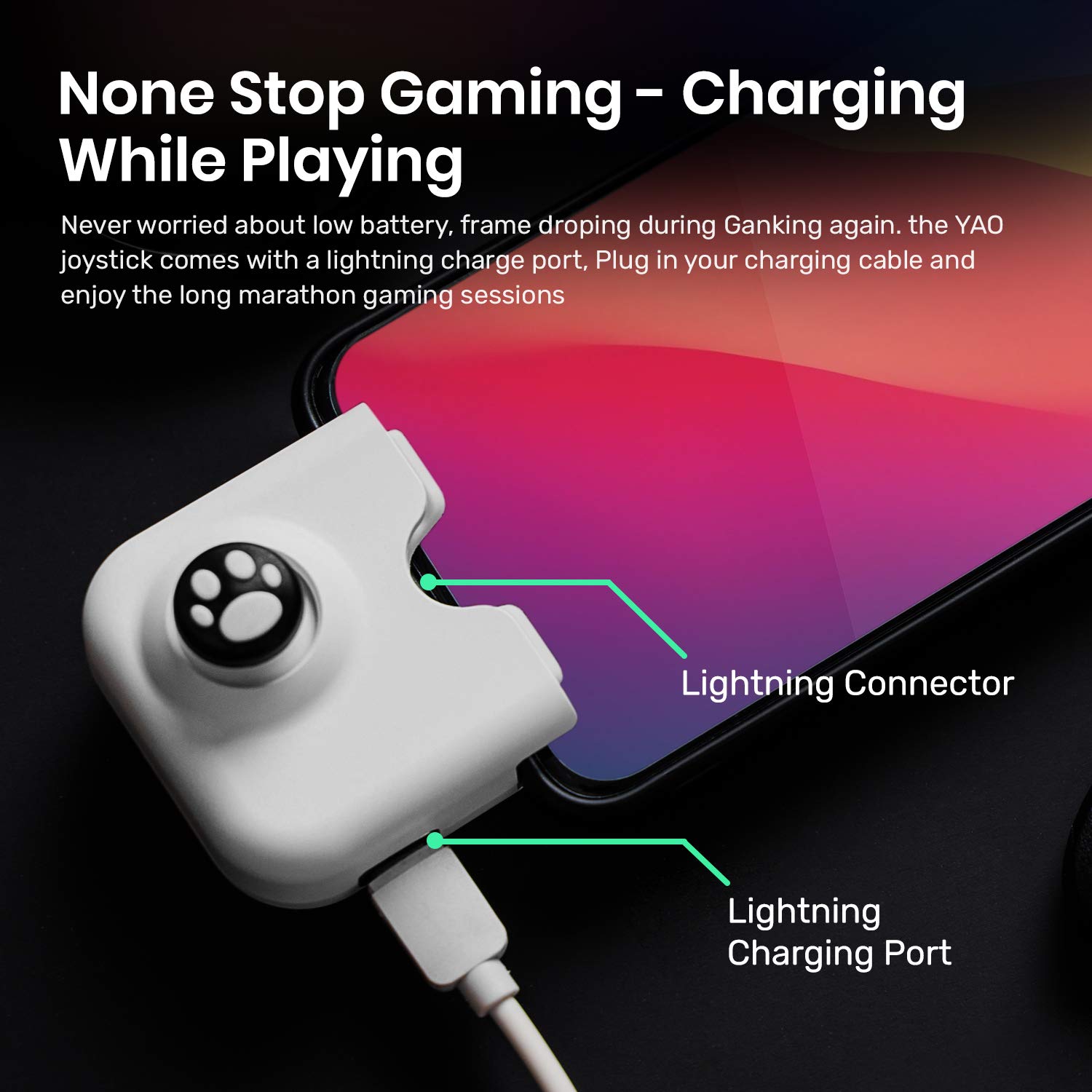 IFYOO YAO L1 Pro Mobile Game Controller Joystick for iPhone (iOS 13.4 or Later), Gaming Gamepad for PUBGG Mobile, Call of Duty Mobile(CODM), Wild Rift, Genshin Impact, with 2 pcs Finger Sleeve - White