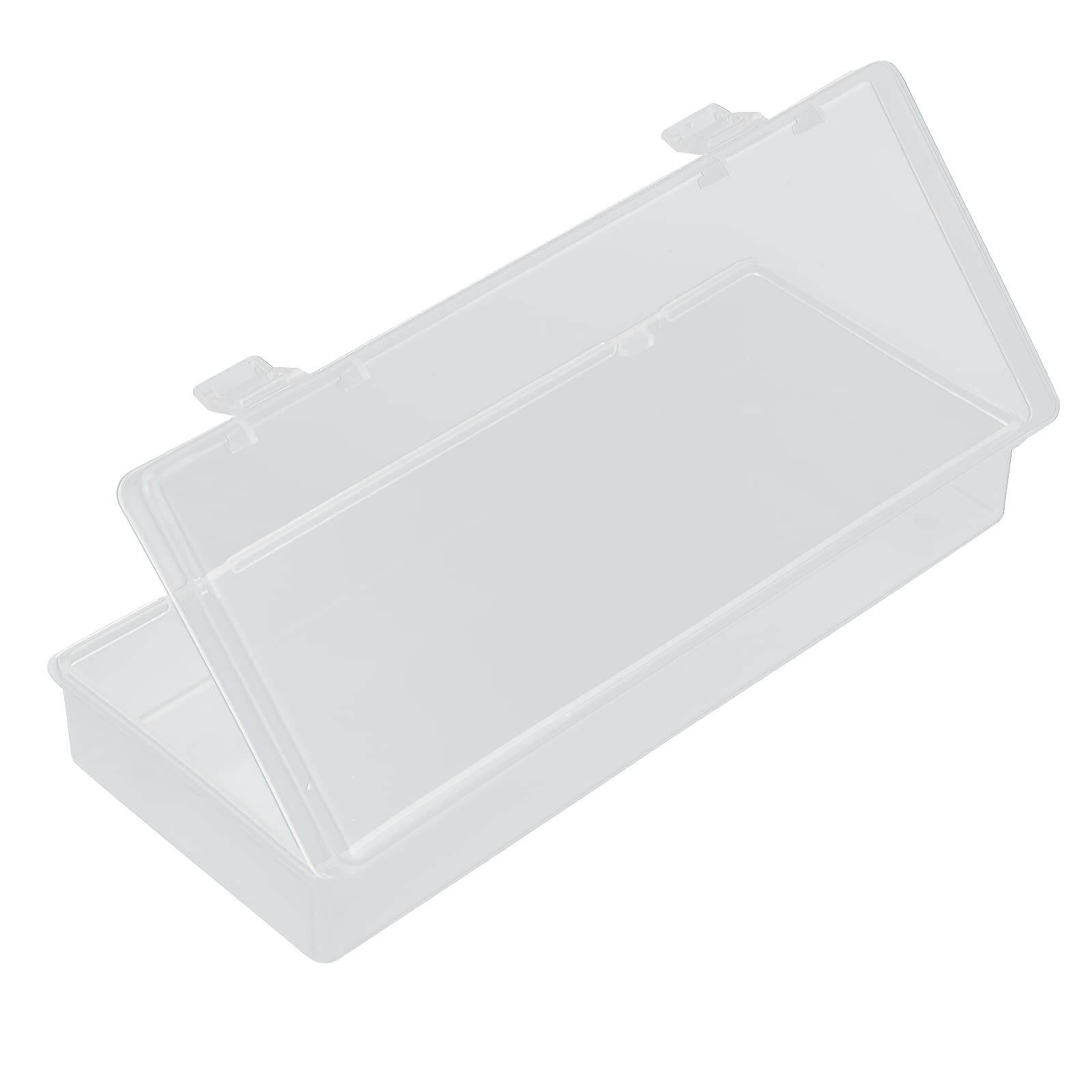 ZIQI 12 Pack Plastic Small Storage Containers Box, Clear Rectangular Case with Hinged Lids, Hi-Q Boxes for Tools, Accessories, Craft Supplies, Nail Decals, Jewelry - 6.1 x 2.36 1.18 Inch
