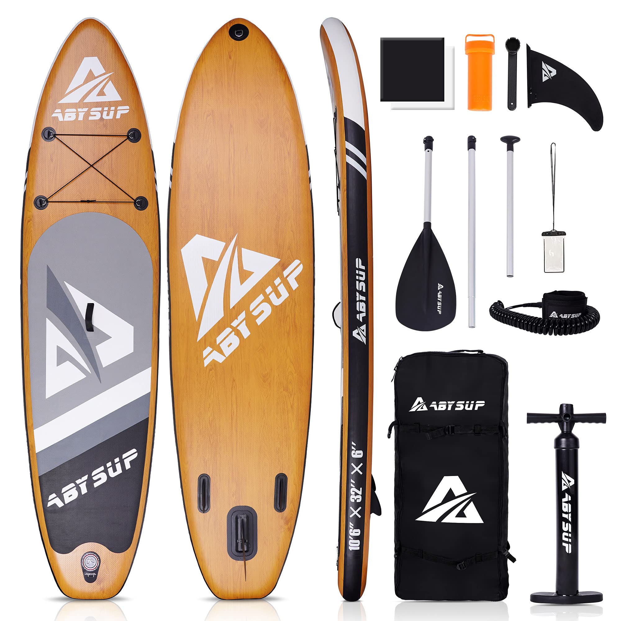 ABYSUP Paddle boards, SUP, Paddleboard with All Accessories & Carry Bag, 10'6" Inflatable Paddle Board, Non-Slip Deck SUP Paddle Board, Anti-Sink Paddl&Pump Included(Paddle Board)