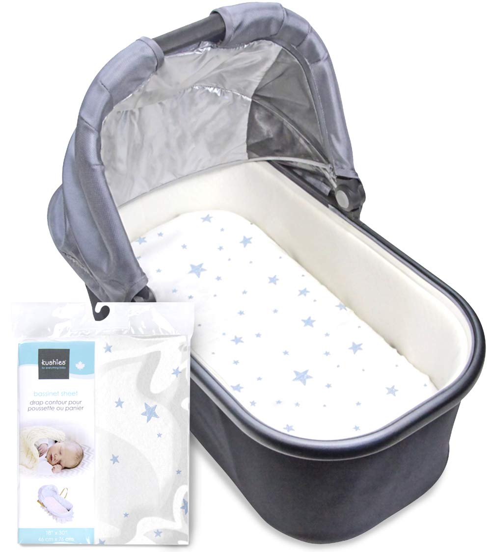 Kushies Baby Fitted Bassinet Sheets - 30 x 18 x 2 Bassinet Mattress Mini Crib Sheets - Blue Scribble Stars Bassinet Cover Mini Crib Mattress - Mattress For Playpen & Bed Side Bassinets Mini Crib Sheet (S335605)