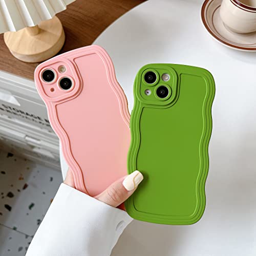 Caseative Solid Color Curly Wave Frame Soft Compatible with iPhone Case (White,iPhone 12 Pro)
