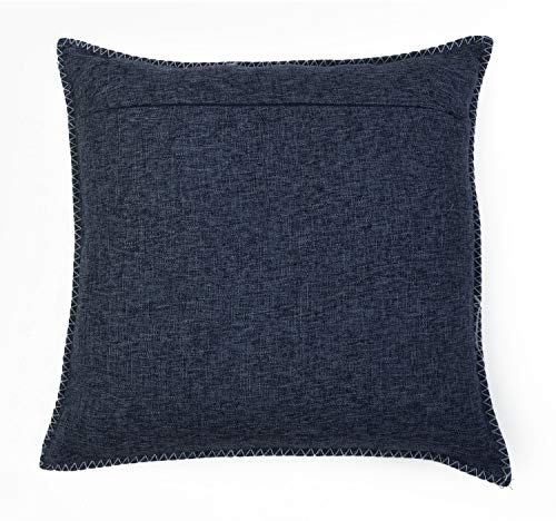 Thro by Marlo Lorenz Georgetown Chunky Weave Whipstitch Square, Set of 2 Throw Pillow, Denim Blue