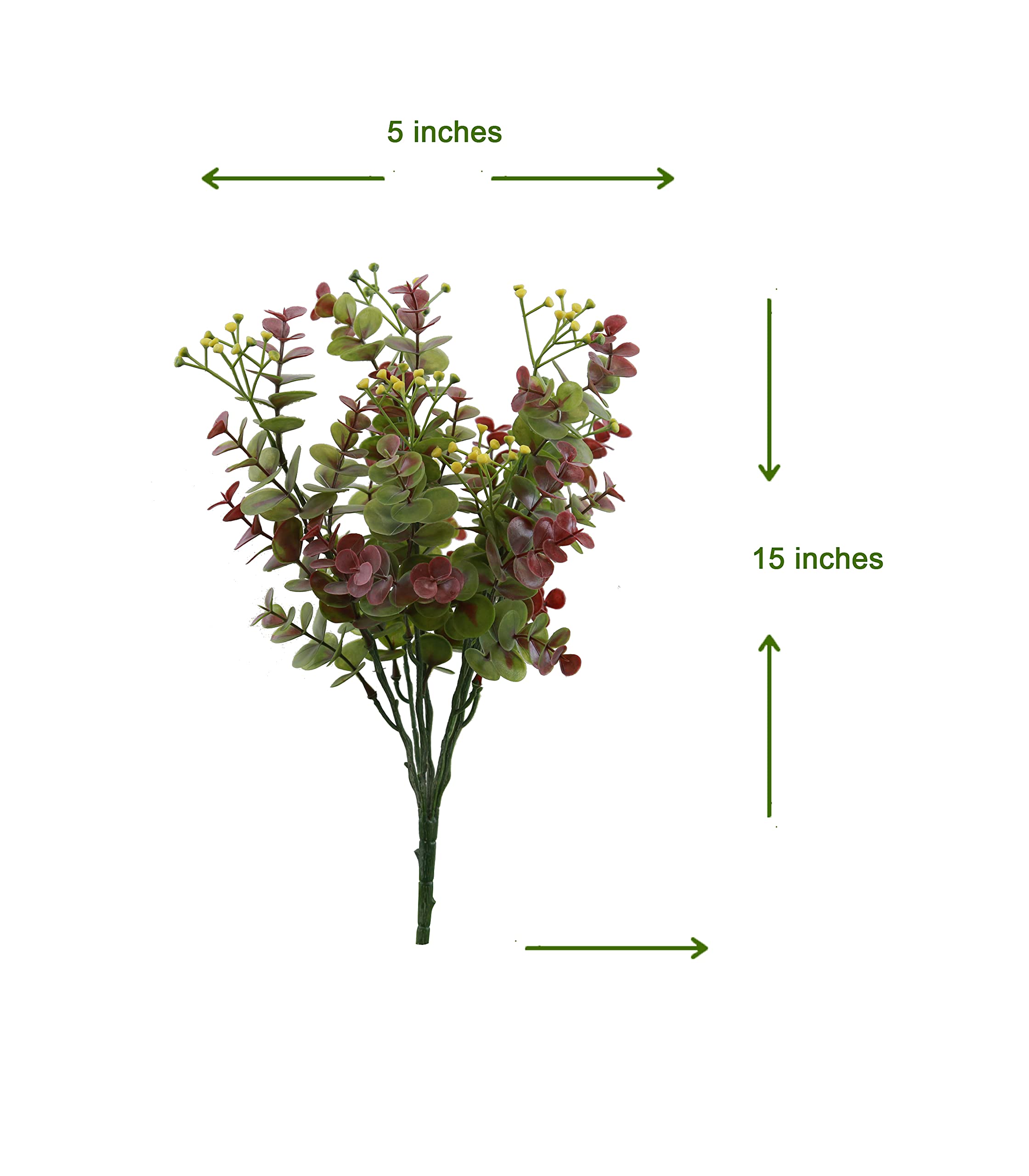 Season’s Need Décor Pack of 2 Faux Eucalyptus Leaves Spray, Artificial Greenery Stems Fake Eucalyptus Branches Plants for Greenery Wedding Jungle Theme Party (15”x5”) Green-Burgundy