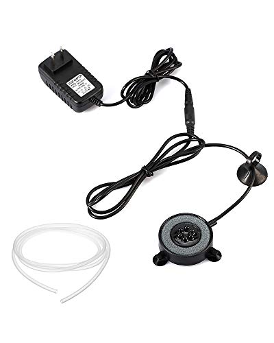 NICREW Multi-Colored LED Aquarium Bubbling Stone Disk, Round Fish Tank Bubbler with Auto Color Changing LEDs