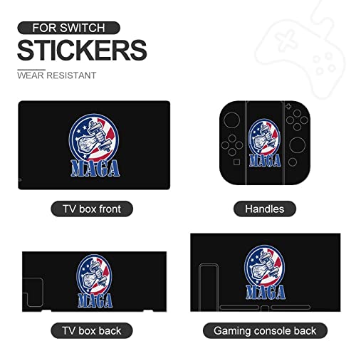 American Flag MAGA Fist Power Cute Skin Decal Stickers Compatible with Switch Protective Faceplate Full Set Console