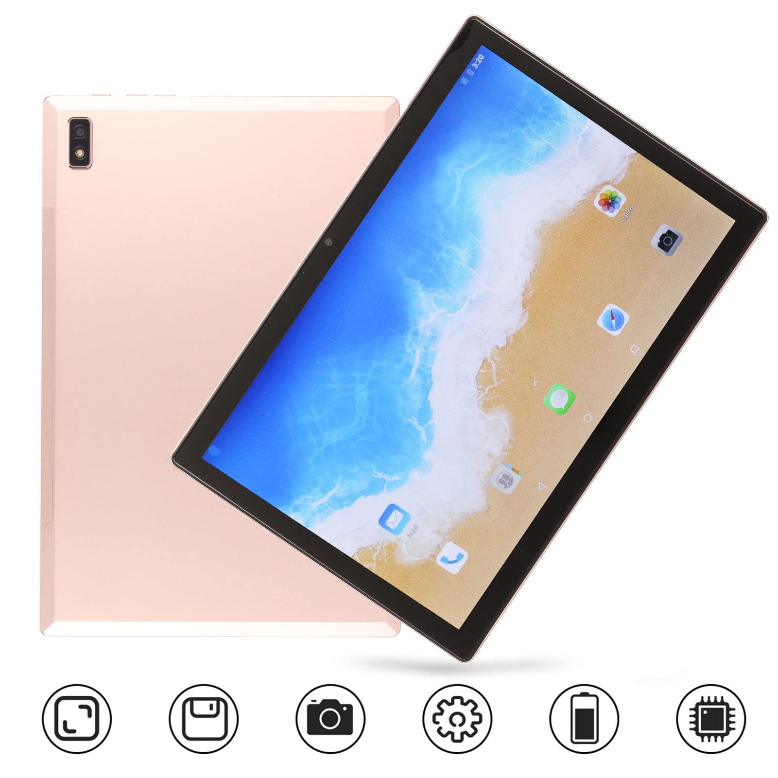 Aqur2020 10.1 Inch Tablet, 8GB RAM 128GB ROM 8MP Front 13MP Rear Dual SIM Dual Standby Tablet for Entertainment (US Plug)