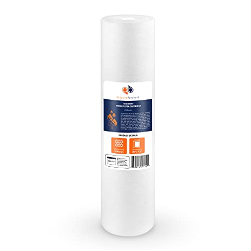 Aquaboon 5 Micron 20" x 4.5" Sediment Water Filter Replacement Cartridge | Whole House Sediment Filtration | Compatible with AP810-2, SDC-45-2005, FPMB-BB5-20, P5-20BB, FP25B, 155358-43, 4 Pack