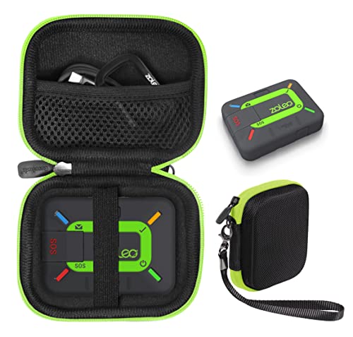 CaseSack case for ZOLEO Satellite Communicator, Black with Green Zip to Match ZOLEO, mesh Accessory Pocket (Black with Green Zip)