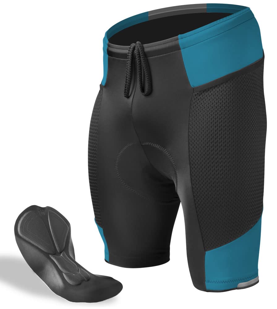 AERO|TECH|DESIGNS | Men's Gel Touring Padded Bike Shorts | Large | Teal