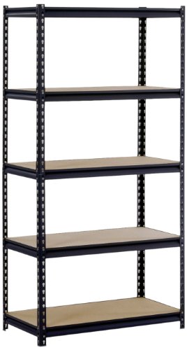 Sandusky/Edsal UR185P-BLK Black Steel Heavy Duty 5-Shelf Shelving Unit, 4000lbs Capacity, 36" Width x 72" Height x 18" Depth (Does not include post couplers)