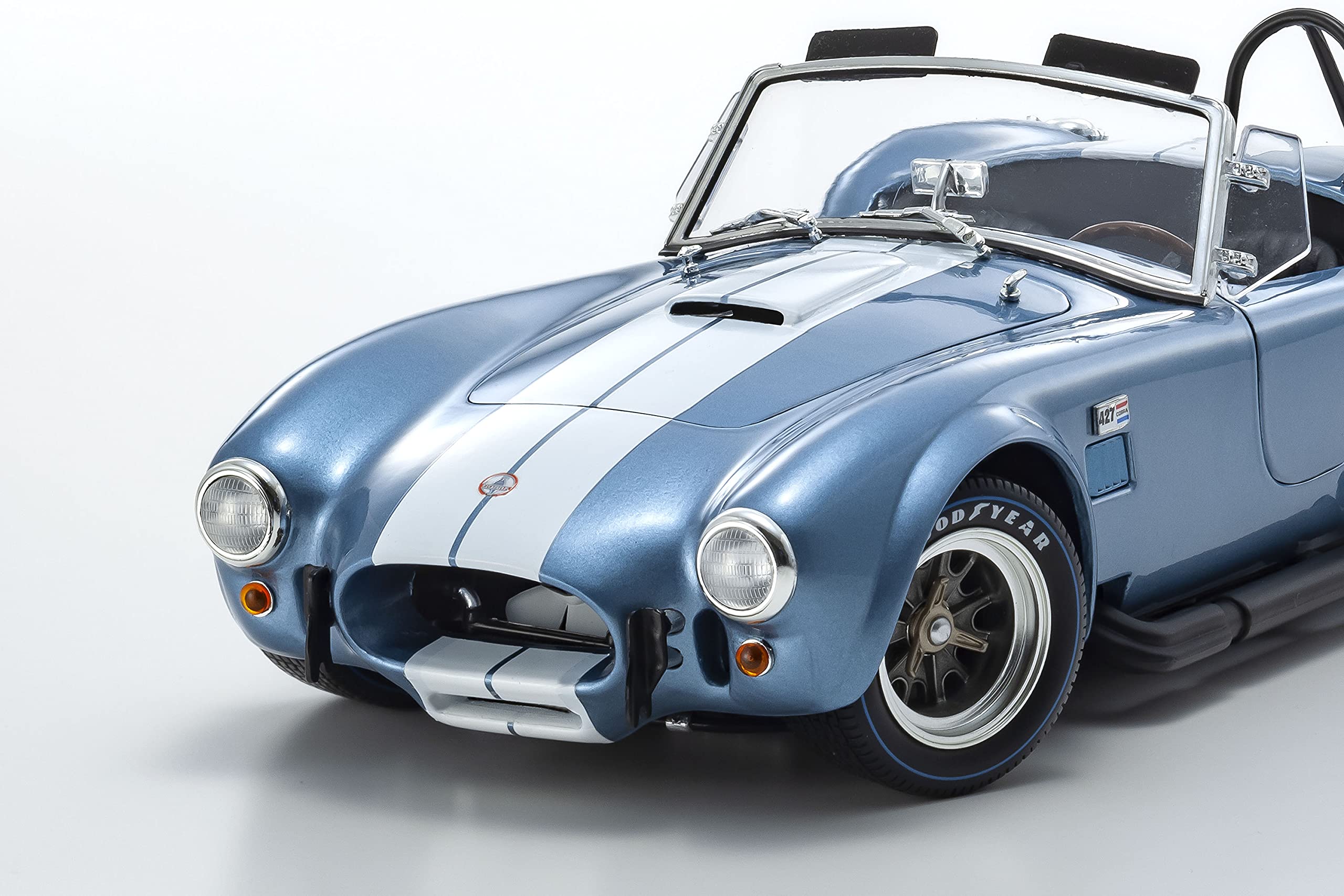 Shelby Cobra 427 S/C Sapphire Blue Metallic with White Stripes 1/18 Diecast Model Car by Kyosho 08047 SBL