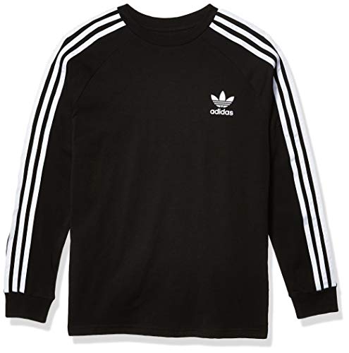 adidas Originals unisex-youth 3-Stripes Tee Black/White Medium