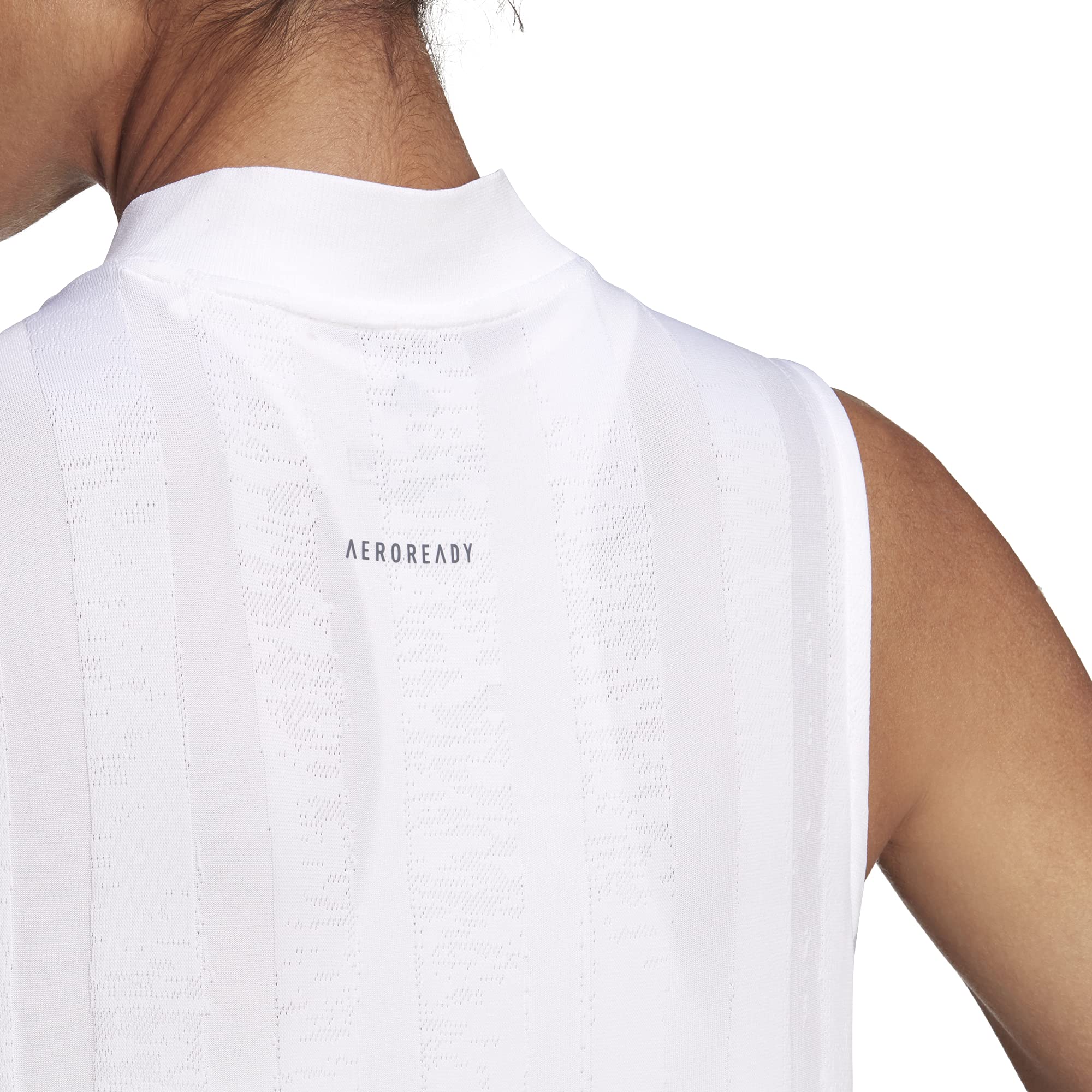adidas Female Engineered Aeroready Tennis Match Tank,White/Scarlet,S