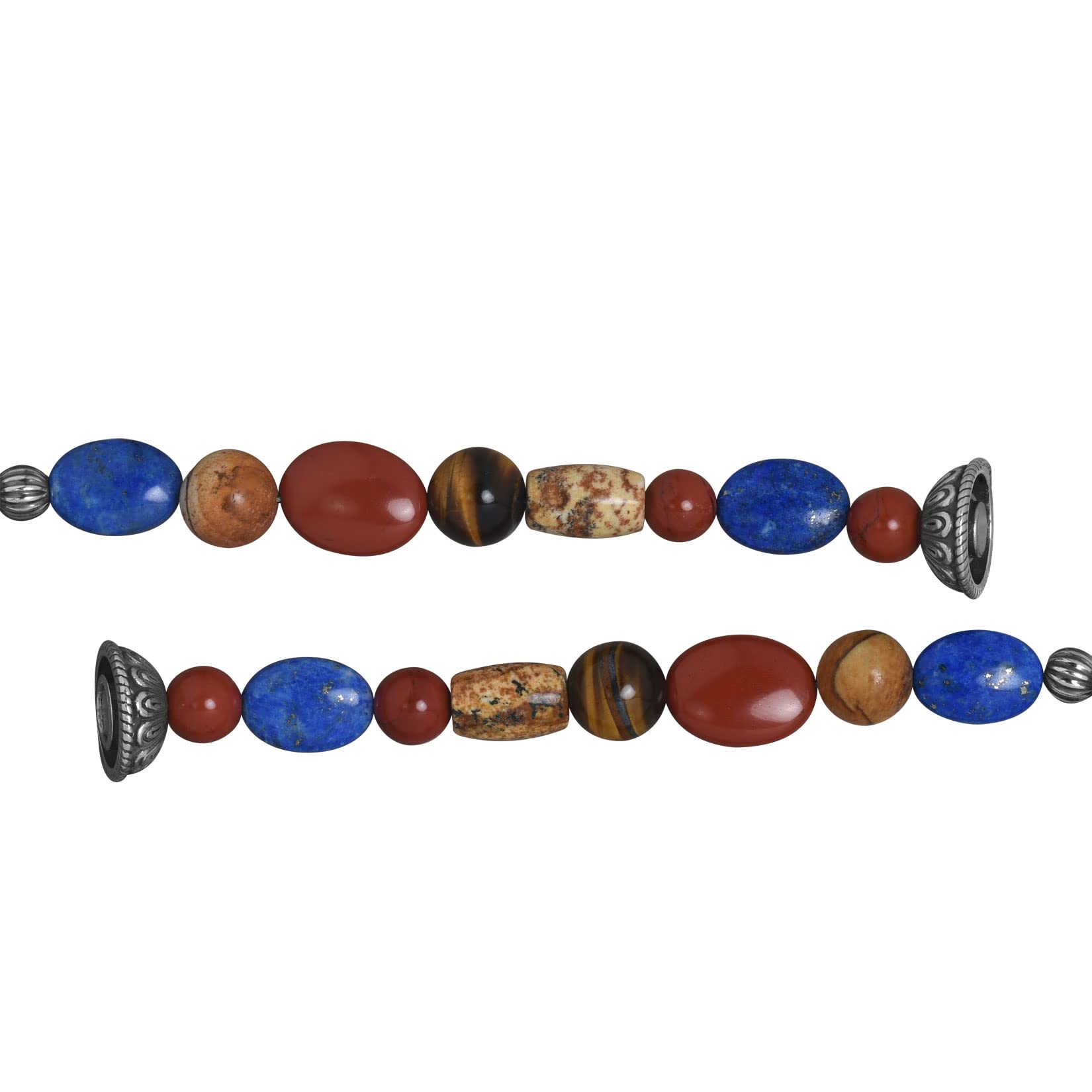 American West Sterling Silver Earth Tone Gemstone Beaded Magnetic Women's Strand Necklace 17 Inch