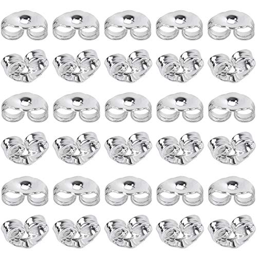 SANNIX 30pcs/15 Pairs 925 Sterling Silver Earring Backs Replacement Secure Ear Lockings
