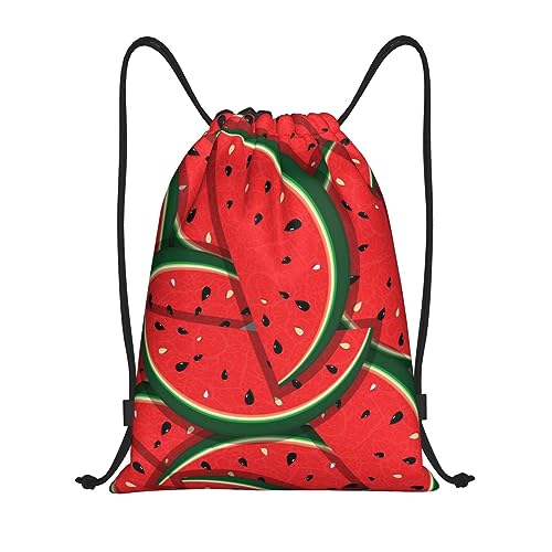 Adasomu Red Watermelon Portable Drawstring Bags For Women/Men, Lightweight Drawstring Backpack For Gym Yoga Shopping Trip