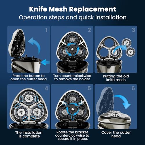 Phisco 203D-6A Replacement Shaver Heads (3-Pack) - ValueDuo Upgrade for RMS8112 Series | Waterproof Universal Fit Electric Razor Heads | Enhance Your Grooming Routine